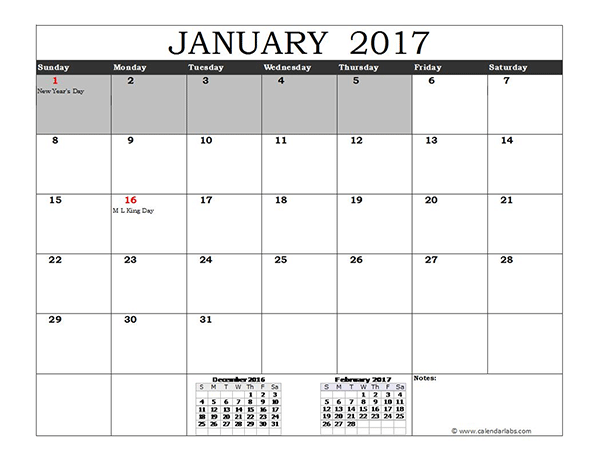 2017 Excel Calendar With US Holidays Free Printable Templates