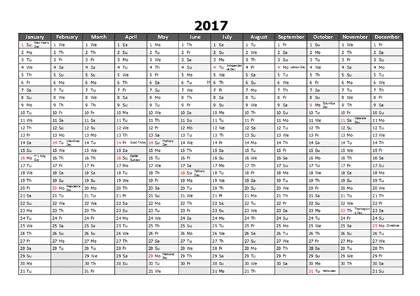 2017 Yearly Excel Scheduling Calendar Free Printable Templates ... 2017 Yearly Excel Scheduling Calendar Free Printable Templates ...