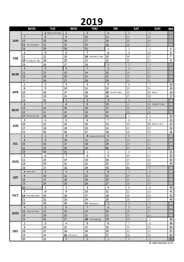 Free 2019 Excel Calendar For Project Planning Free Printable Templates