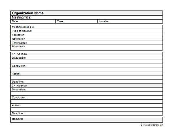 Business Meeting Minutes Template 2019 Free Printable Templates