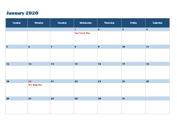 2020 OneNote Calendar Template Free Printable Templates