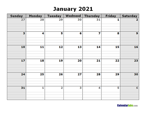 2021 Free Blank Calendar Free Printable Templates