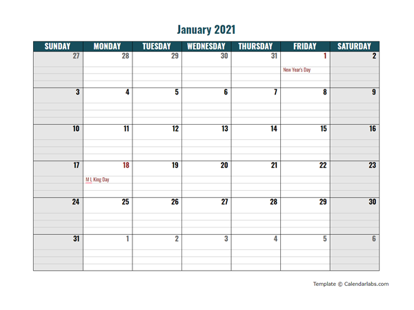 2021 Google Docs Daily Planner Free Printable Templates