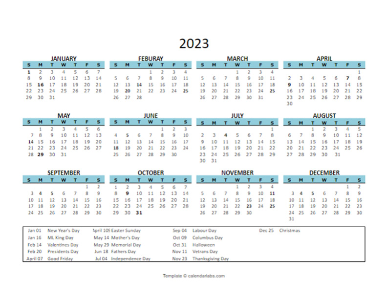 2023 Calendar Template Google Doc
