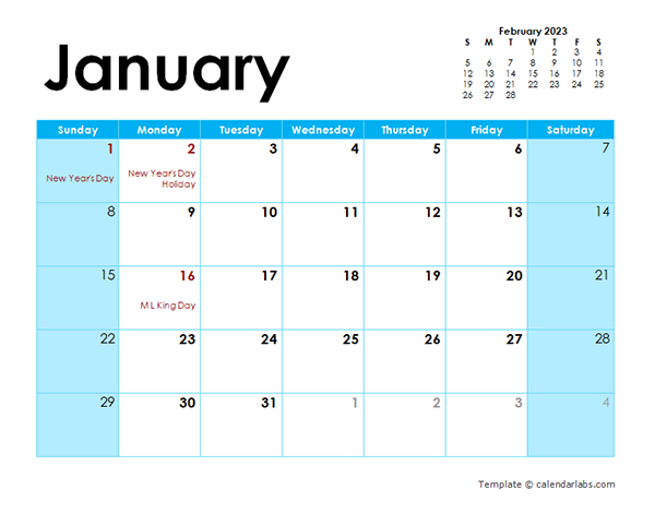 Editable 2023 Monthly Calendar Excel Template Free Printable ZOHAL