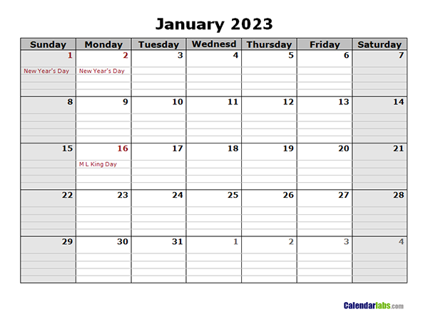 Monthly Calendar 2023 Printable 2023 Calendar