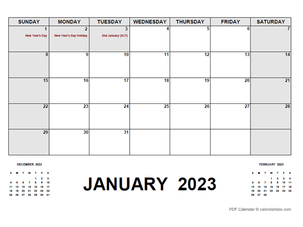 2023 Monthly Planner With UK Holidays Free Printable Templates