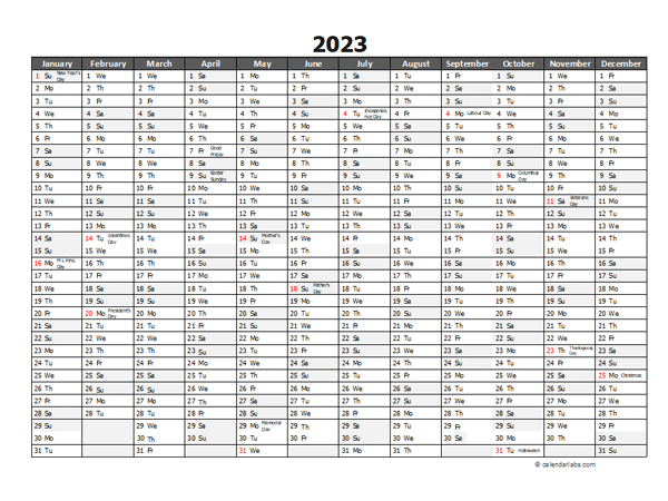 Editable 2023 Yearly Excel Scheduling Calendar Free Printable Templates