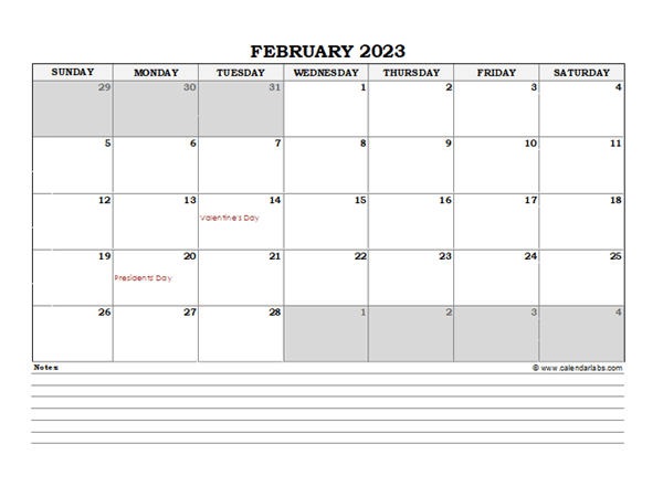 February 2023 Planner Excel Free Printable Templates