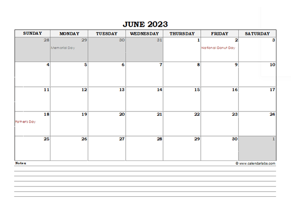 June 2023 Planner Excel Free Printable Templates