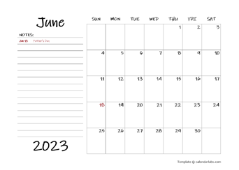 June 2023 Printable Calendar - CalendarLabs