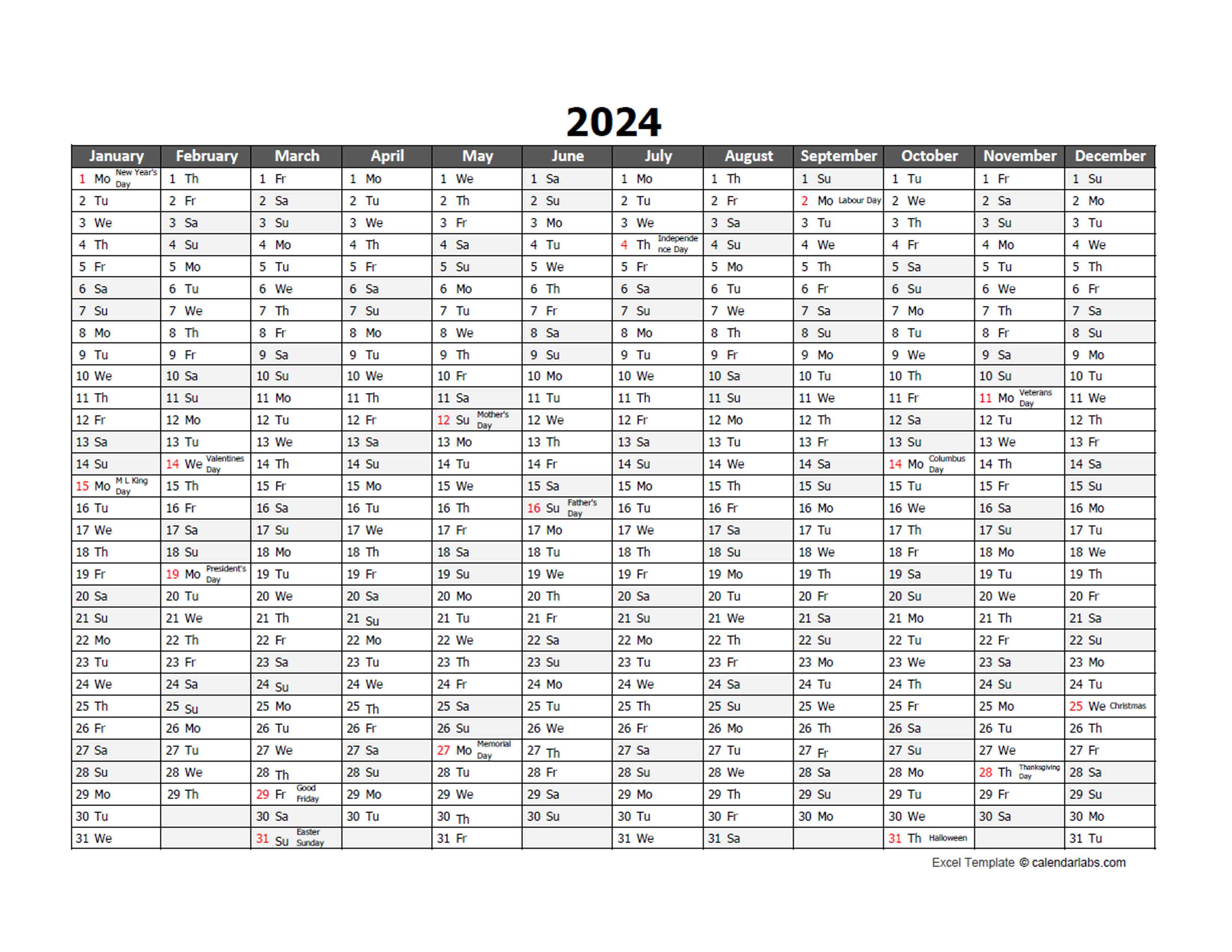 Excel Academic Calendar Template 2024 Jorey Eachelle