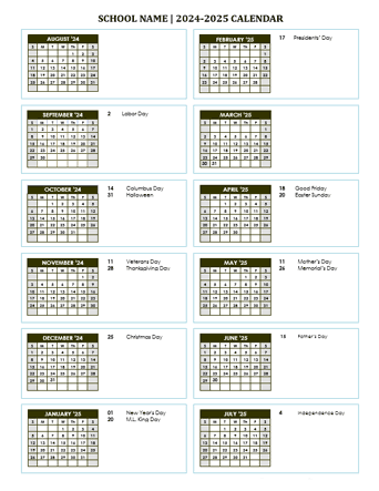 School Calendar 2024-2025 & Academic Calendar Templates
