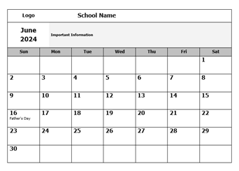 School Calendar Template - Download FREE Printable school Template