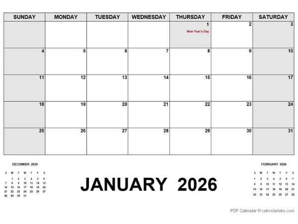 2026 Monthly Planner with South Korea Holidays - Free Printable Templates