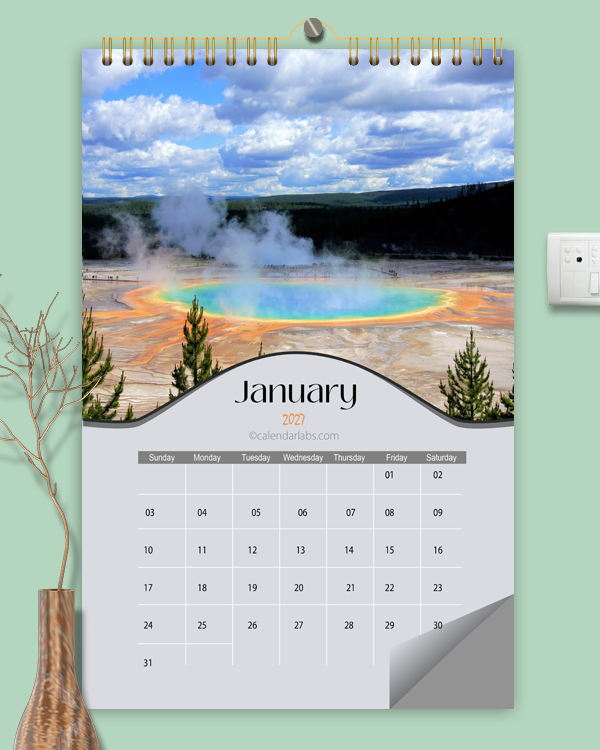 2027 National Park Wall Calendar - Free Printable Templates