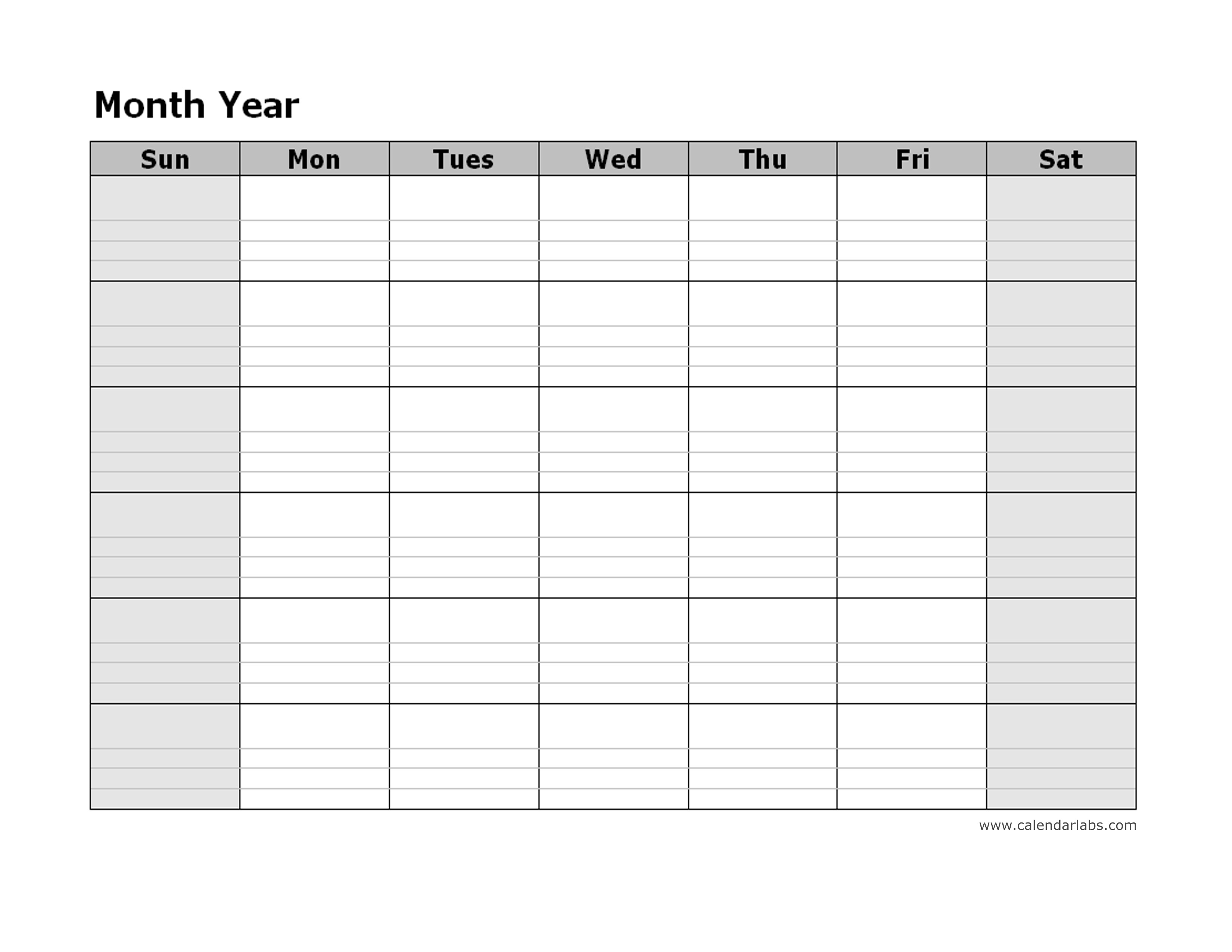 Blank Monthly Calendar Printable Landscape Blank Monthly Calendar Printable Landscape