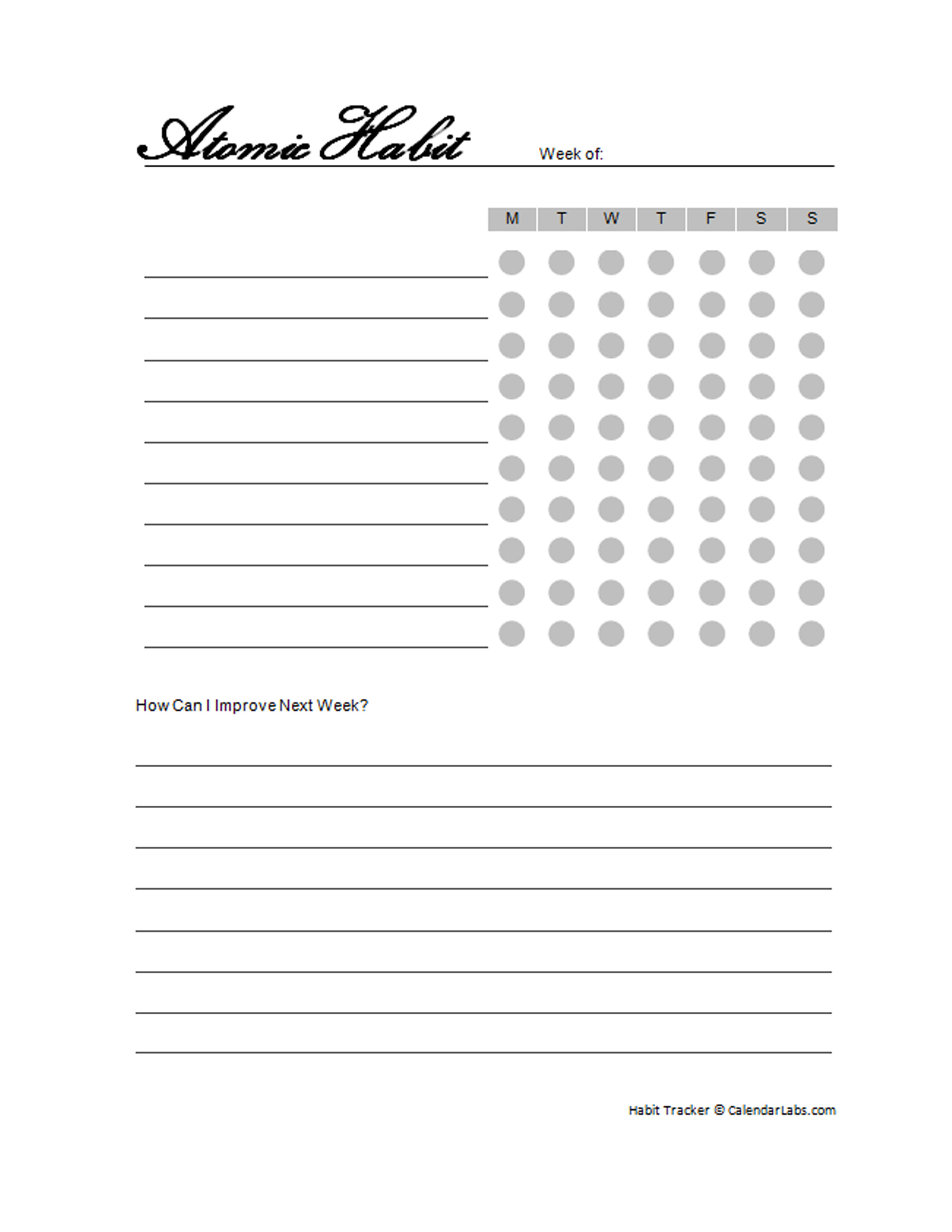 Habit Tracker Template Excel