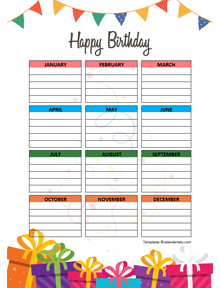Printable Birthday Calendar - Free Printable Templates